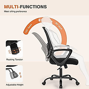 Office Chair, Desk Chair, Ergonomic Home Office Desk Chairs, Computer Gaming Chair with Comfortable Armrests, Mesh Desk Chairs with Wheels, Office Desk Chair, Mid-Back Task Chair with Lumbar Support
