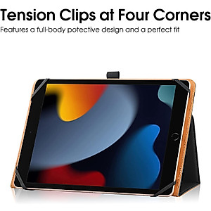 Universal Case for 9 Inch / 10 Inch Tablet, Stand Folio Protective Case for 10.1 Inch Touch Screen, with Adjustable Silicone Strap and Stand, Black
