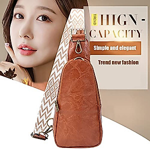 Women Chest Bag Sling Bag Leather Crossbody Bag Female Satchel Daypack Waist Shoulder Sling backpack for Travel Work school