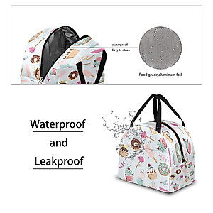DJYQBFA Cupcake Donuts Lollipop Icecream Lunch Bag Reusable Soft Lunch Box for Adult Kids Insulated Meal Tote Kit Lunch Containers for Work School Picnic Outdoor
