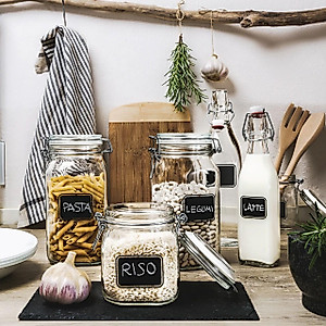 Bormioli Rocco Fido Square Clear Jar with Chalkboard, 33-3/4-Ounce