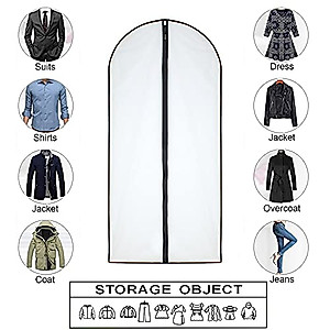 HomeClean Garment Bag (Set of 6) Black Side Breathable Clear Full Zipper Bags for Clothes Storage (24'' x 40'', Black)