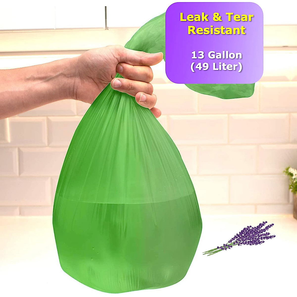 Disposable Diaper Pail Refill Plastic Bag (120 count) Compatible with Ubbi Diaper Bag Pail 13 Gallon Capacity Green Eco-friendly Diaper Pail Bag (120 ct., Lavender Scented)