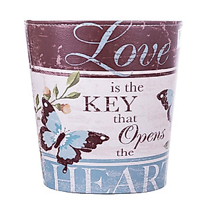 Lingxuinfo Scakbyer Trash Can, European Style Waste Paper Bin Wastebasket Garbage Can Uncovered Waste Bin for Kitchen Bathroom Bedroom - Butterfly Pattern