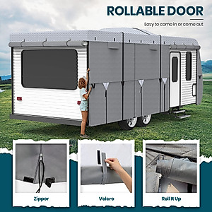 XGEAR RV Cover Travel Trailer Covers Fits 27'-30' Rv Trailer, Durable Premium Solar Shield Camper Cover with 4 Tire Covers, Repair Patches, 2 Extra Straps