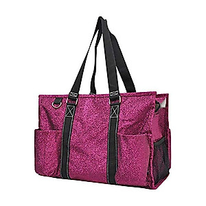 NGIL All Purpose Organizer Medium Utility Tote Bag 2018 Fall Collection (Glitter Hot Pink)