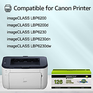 greencycle Compatible Toner Cartridge Replacement for Canon 126 CRG-126 CRG126 3483B001 for use in ImageClass LBP6200d and LBP6230dw LBP-6230dn LBP-6230 Wireless Laser Printers (Black,2 PK)