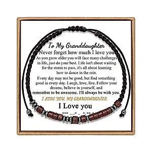 JoycuFF To My Granddaughter Bracelets from Grandma Birthday Mother's Day Christmas Gifts for Granddaughter Morse Code Bracelets for Women I Love You