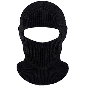 SATINIOR 1-Hole Knitted Full Face Cover Ski Mask, Adult Winter Balaclava Warm Knit Full Face Mask for Outdoor Sports Black, 38 x 22 cm/ 14.96 x 8.66 inches