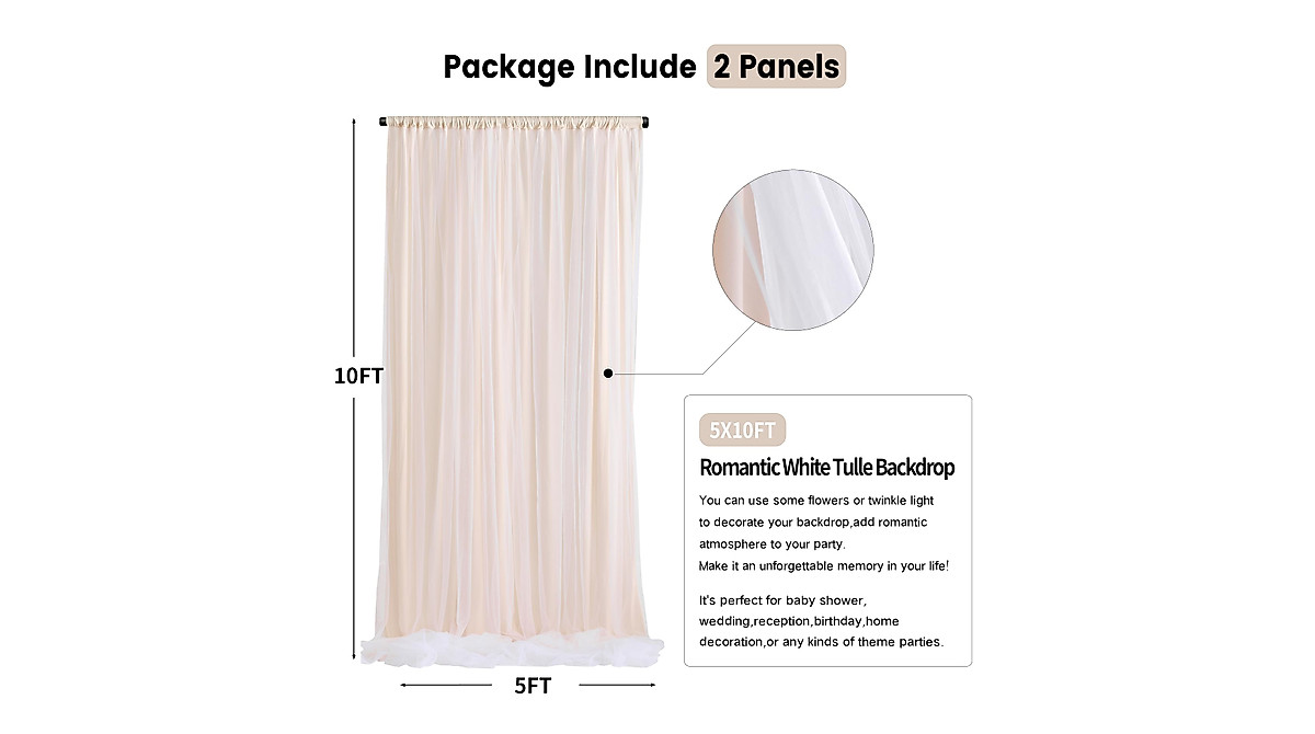 Elegant Champagne Tulle Backdrop for Weddings & Parties