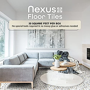 Nexus Self Adhesive 12-Inch Vinyl Floor Tiles, 20 Tiles - 12" x 12", Mosaic Slate Pattern - Peel & Stick, DIY Flooring for Kitchen, Dining Room, Bedrooms & Bathrooms by Achim Home Decor