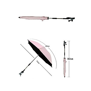 Baby Strollers Umbrella, Waterproof UV Protection Baby Pram Sun Umbrella Canopy Sun Rain Umbrella Parasol with Clip Clamp Strollers Accessories，Suitable for Beach Chairs, Baby Strollers (Black)