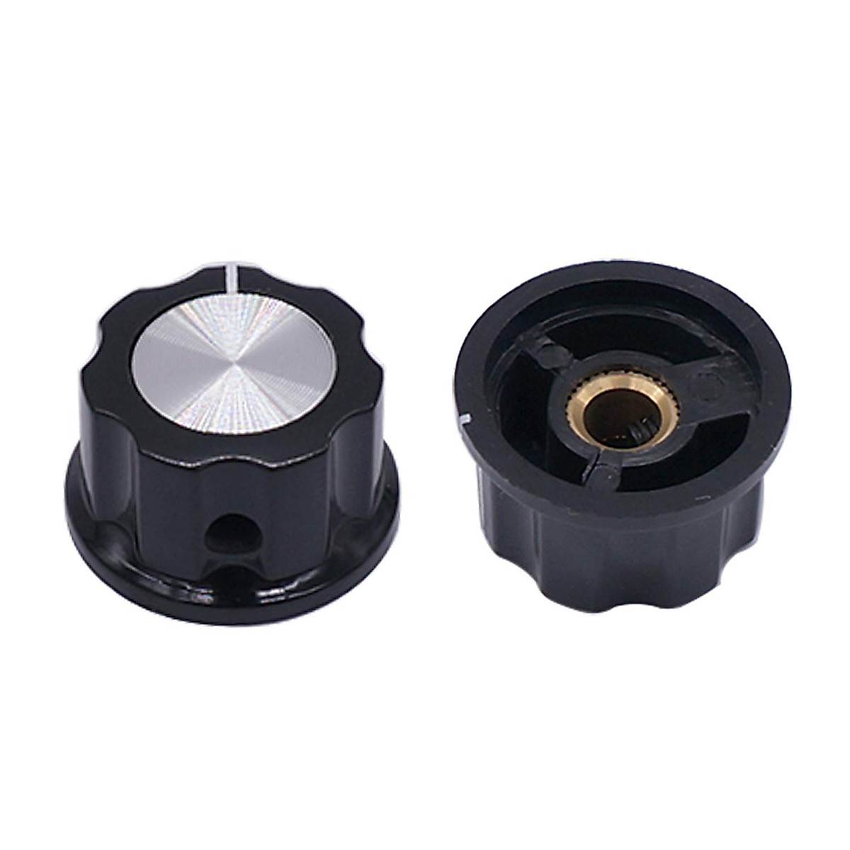 Taiss 10pcs Potentiometer Knobs 6 mm Dia. Shaft Silver Tone Top Rotary Knobs Black A02-6mm