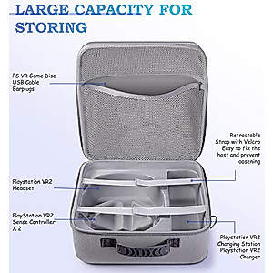 Hastraith Carrying Case for PSVR2 Console, Travel Bag with Built-in Zippered Pocket for Store Small Accessories, Portable Handbag with Shoulder Strap for PSVR2 Controller