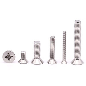 1/4-20 x 1 (30 Pack) Phillips Flat Head Machine Screws, Stainless Steel 304 (18-8), UNC Coarse Thread, Countersunk Head Machine Screws, Phillips Drive #3