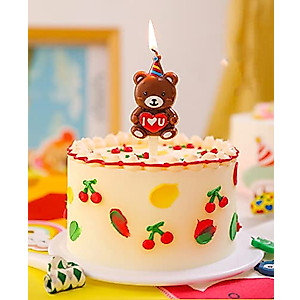 Cartoon Hug Bear Candle Set,Cute Mini Bear and I Love You Funny Baby Kids Children Happy Birthday Candles,Party Supplies,Cake Decoration