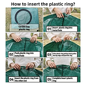 Pilntons 2 Pack 137 Gallons Reusable Yard Waste Bags with Double Bottom Extra Large Lawn Leaf Bags Heavy Duty With 4 Reinforced Handles Garden waste Bags Containers for Debris Grass Clipping