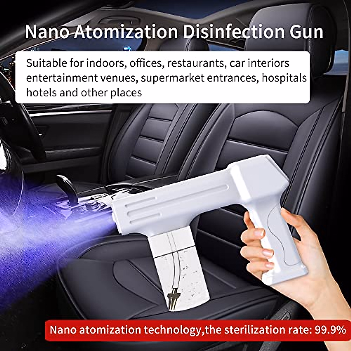 Disinfection Nano Steam Gun，Nano Spray Fogger，machine cordless disinfectant sprayer fogger，Portable Handheld Atomizer Steam Gun Sprayer for Home Office Car School Garden Gift (White)