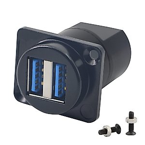QIANRENON USB 3.0 Socket Dual USB Panel Mount Solderless Connector, USB 3.0 Female to Female Coupler Socket USB Panel Mount Pass Through Adapte for Audio, Video and Optoelectronic Networker
