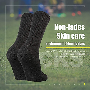 SOX TOWN Unisex Cushioned Crew Training Athletic Socks Men & Women with Combed Cotton Moisture Wicking Breathable Performance(DarkGrey M)