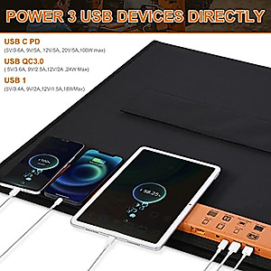 100W 18V Portable Solar Panel for Power Station, 100 watt Solar Charger with USB QC 3.0 Typc C Output + 10A MPPT Charge Controller to Charge 12V Batteries for RV Camping Travel Outdoor Backup