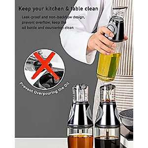 Oil Dispenser Bottle, 17oz Olive Oil Dispenser Oil Sprayer, Clear Glass Refillable Oil and Vinegar Dispenser Bottle with Measuring Scale Pump for Kitchen, Cooking, Salads, Baking Frying, BBQ (Clear)