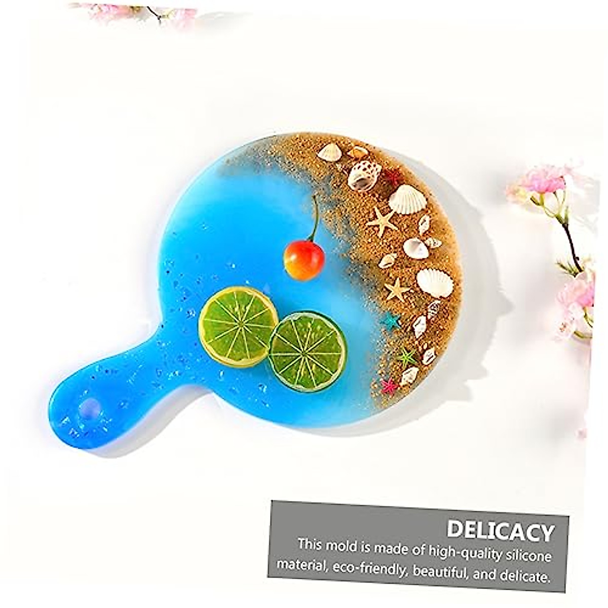 VILLCASE Tray Mold Round Serving Tray Clear Resin Epoxy Resin Coasters Bowl Mats Making Dinner Plate Resin Coaster Molds Coasters Mould Creative Coaster Mold Handle Tray Mould Cutting Board