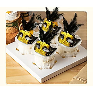 BLUE GARLIC Mini Masks Party Decoration, 20pcs Small Mardi Gras Mask Venetian Mask New Year Birthday Luxury Table Centerpieces (Goldsimple-20pcs)