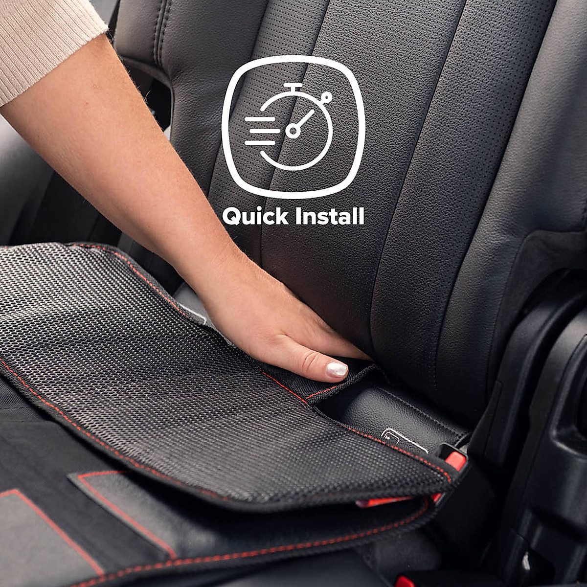 Diono Super Mat Car Seat Protector for Infant Car Seat, Booster Seat and Pets, Crash Tested, Thick Padding, Non Slip Backing, Durable, Water Resistant Protection, 3 Handy Mesh Storage Pockets, Black