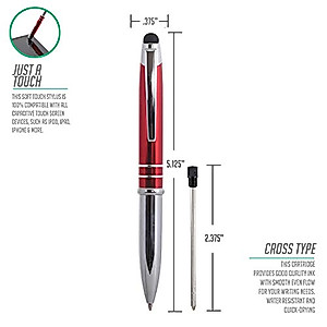 Travigo 6-Pack 3-in-1 Capacitive Stylus Tip Ballpoint Metal Pen with LED Light Set | Black Blue Red Green Pink White