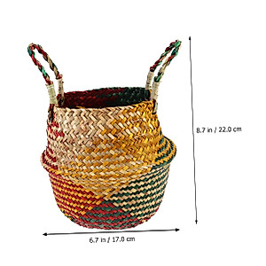 STOBAZA 3pcs Plant Pots Indoor Seagrass Flower Bin Folding Laundry Basket Pot for Plants Indoor Seagrass Succulent Vase Kid Beach Bag To Weave Coconut Shell Bamboo