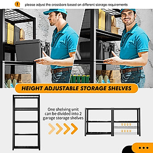 Lauxery 2pcs Storage Shelves Heavy Duty Garage Shelving Units,2450LBS Load Capacity Garage Storage Rack, 5 Tiers Adjustable Metal Shelves for Garage Basement 72" H X35.5 W X 16" D