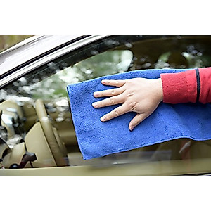 CARCAREZ Premium Microfiber Detailing Towels, 380 GSM Lint Free Car Buffing Waxing Polishing Drying Towel, Pack of 6 (Blue)