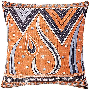 Creative Co-Op Vintage Multicolor Cotton Quilt Kantha Pillow (each one will vary)
