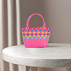 Cabilock Wicker Storage Basket Hand Woven Storage plastic shopping bag plastic baskets containers women beach bag Basket Beach Woven Baskets