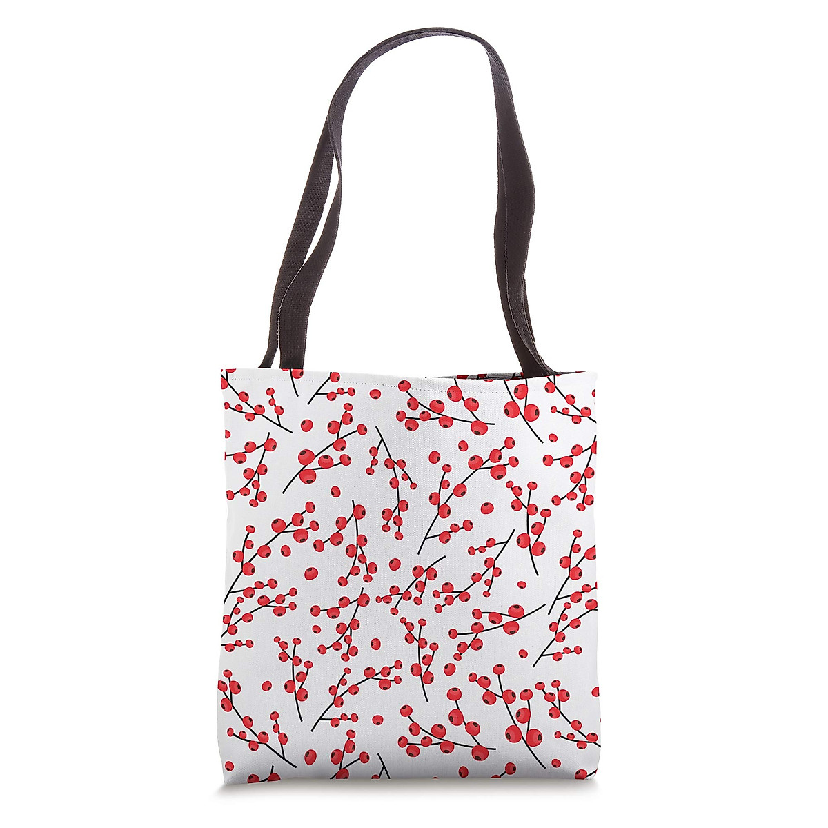 Winter Holidays and Christmas Themed Holly Berries Pattern Tote Bag