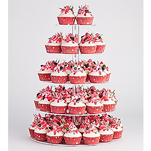 5 Tier Maypole Round Acrylic Cupcake Tree Tower Display Stand Display for Pastry Wedding Birthday Party- 16 Inch