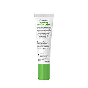 Cetaphil Hydrating Eye Gel-Cream, With Hyaluronic Acid, 0.5 fl oz, Brightens and Smooths Under Eyes, 24 Hour Hydration for All Skin Types, (Packaging May Vary)