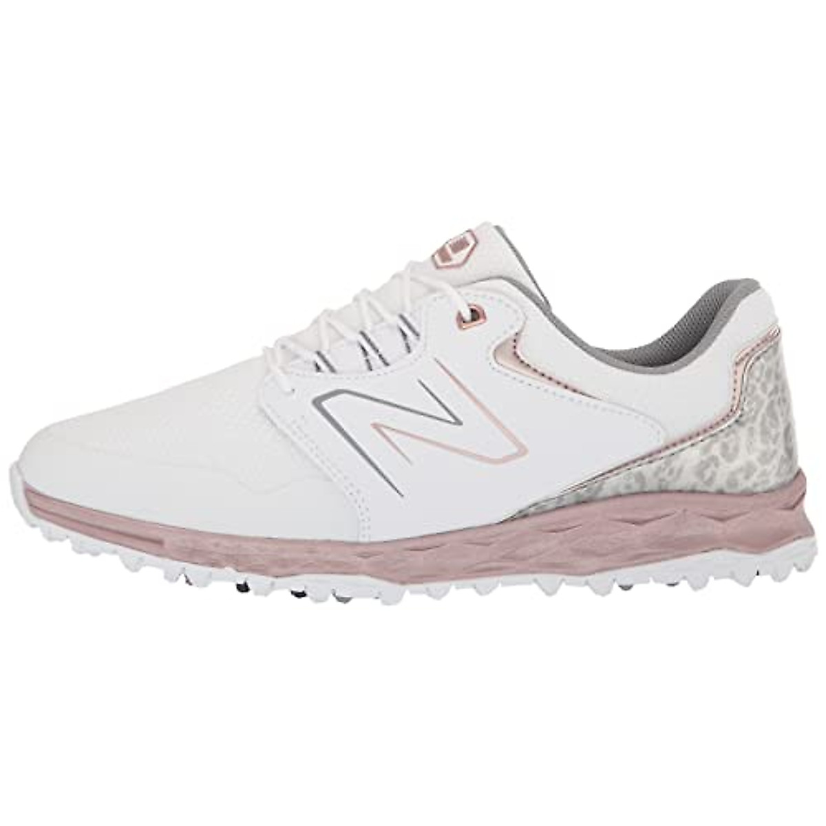 New Balance Women's Fresh Foam Link SL v2 Golf Shoe, White/Rose Gold, 7.5