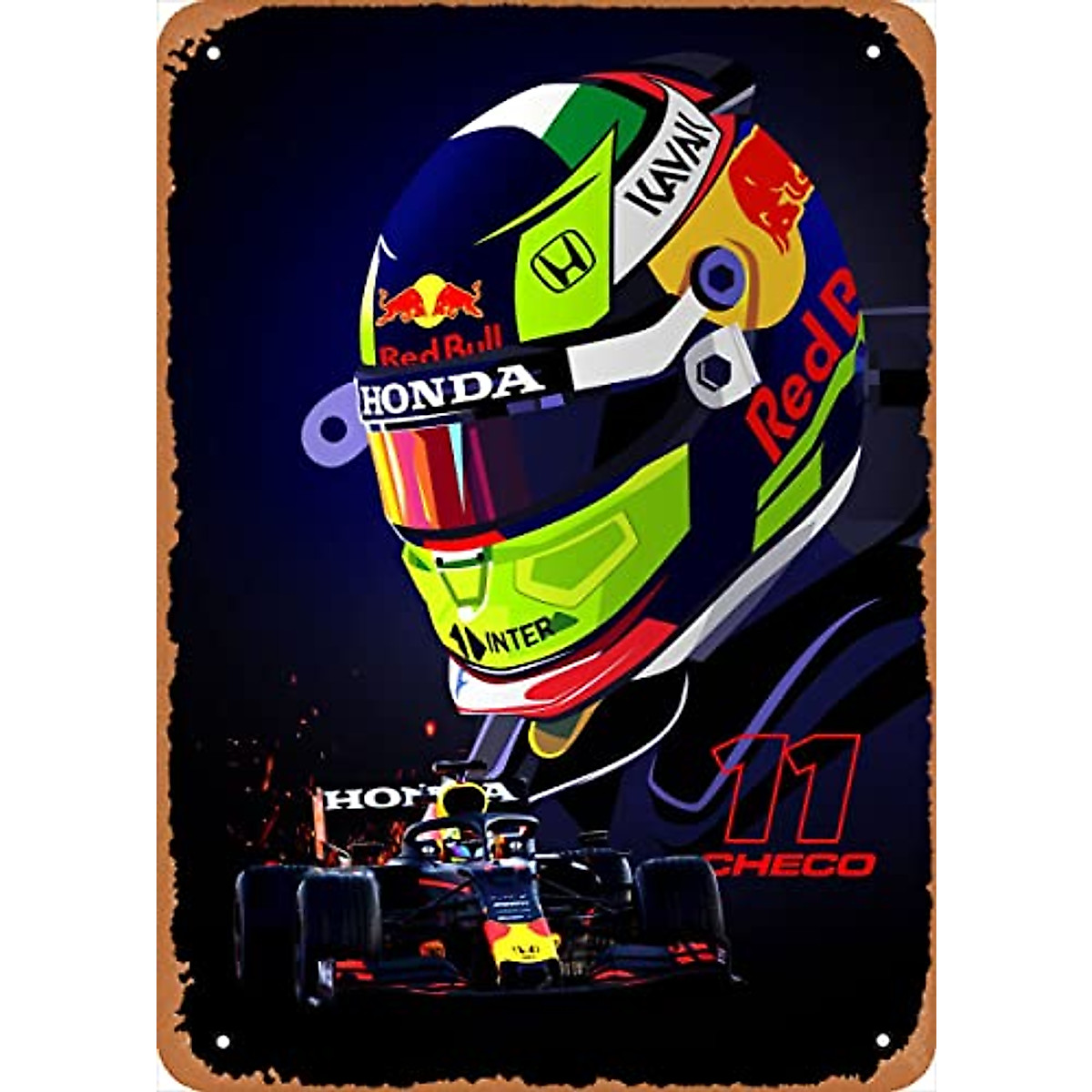 Shvieiart Classic Car Tin Sign Sergio Perez F1 Formula 1 Alternative Poster Wall Art Decor Metal Sign-8x12inch