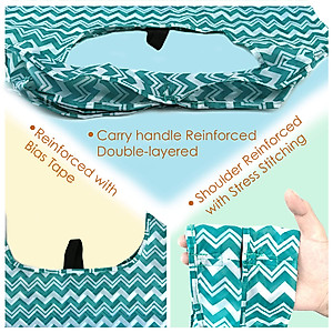 BeeGreen Reusable Grocery Bags Lightweight Durable Shopping Bags Washable Foldable 12 Pack Xlarge Classic Geometric Design Gift Tote Grocery Bags with Elastic Band and Separated Zipper Storage Pouch