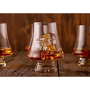 LUXBE - Bourbon Whisky Crystal Glass Snifter, Set of 4 - Narrow Rim Tasting Glasses - Handcrafted - Good for Cognac Brandy Scotch - 9-ounce/260ml