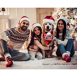 Buffalo Plaid Christmas Dog Bandanas, Double-Sided Use Triangle Bibs Kerchief,Dog Scarf with Merry Christmas Snowflakes for Small Medium Large Dogs Cats Pets,2 Pack