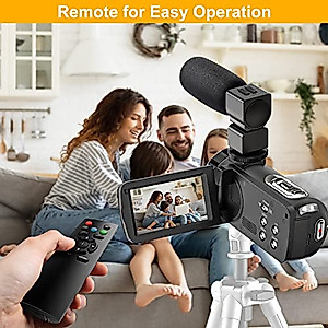 Video Camera Camcorder UHD 2.7K 30FPS 36MP IR Night Version Vlogging Camera Recorder 3.0 Inch Touch Screen 16X Digital Zoom Camera with Microphone, Handheld Stabilizer, Lens Hood, Remote, 2 Batteries