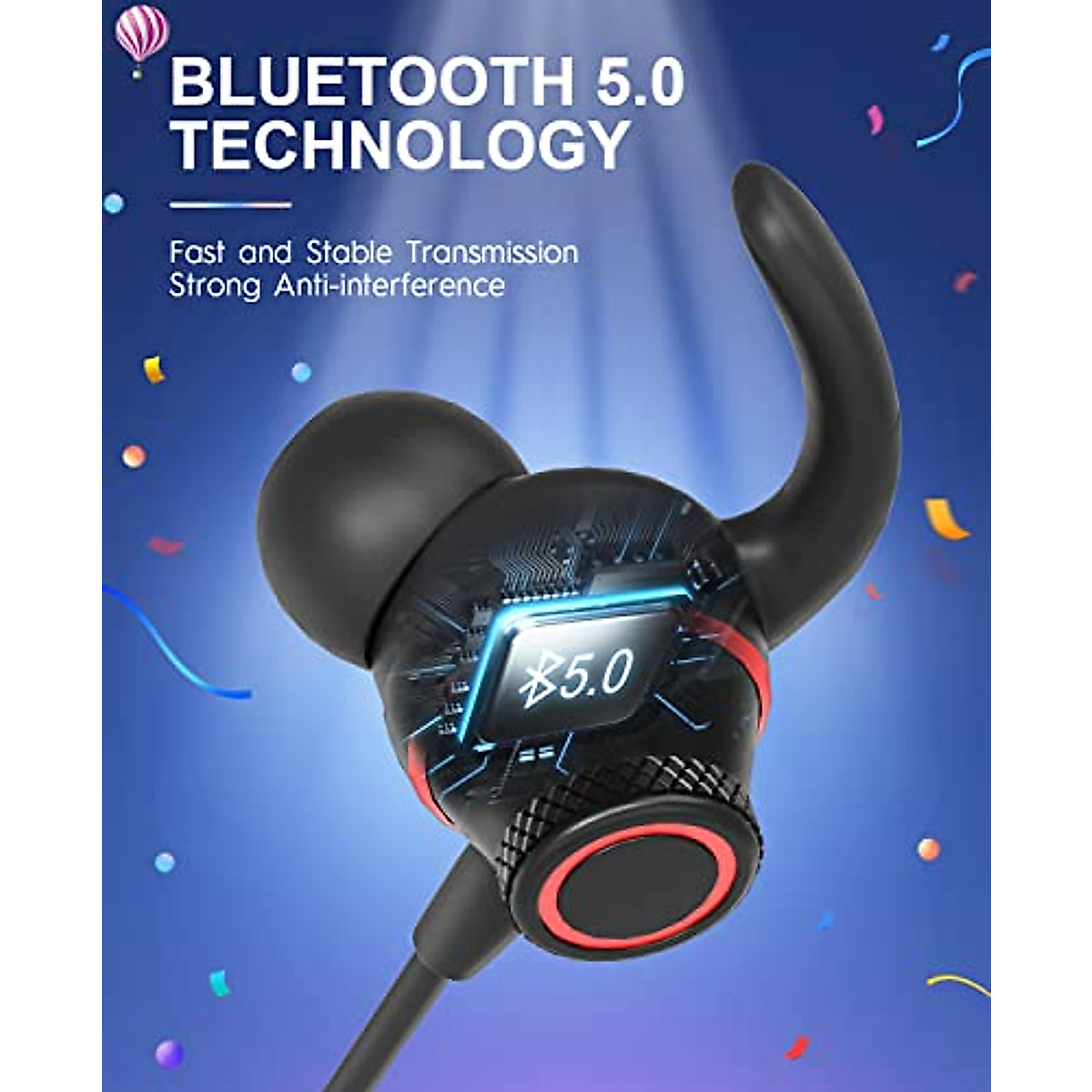 Tecno B1 Bluetooth Headphones, Bluetooth Earbuds Wireless with 38Hrs Playtime, Wireless Bluetooth Headphones for Sports, Sweatproof & IPX5 Waterproof Wireless Headphones（Black）