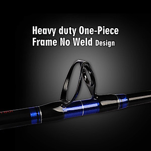 Fiblink 1-Piece/ 2-Piece Saltwater Offshore Trolling Rod Big Game Rod Conventional Boat Fishing Pole (1-Piece, 5'6" - 30-50lbs)