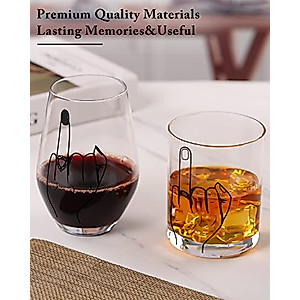 Engagement Gift for Couples - Unique Wedding Gifts,Bridal Shower Gift for for Bride to be,Wine&Whiskey Glass Gift for Mr and Mrs,Friends,Newlywed,His and Hers18.5,13.8OZ