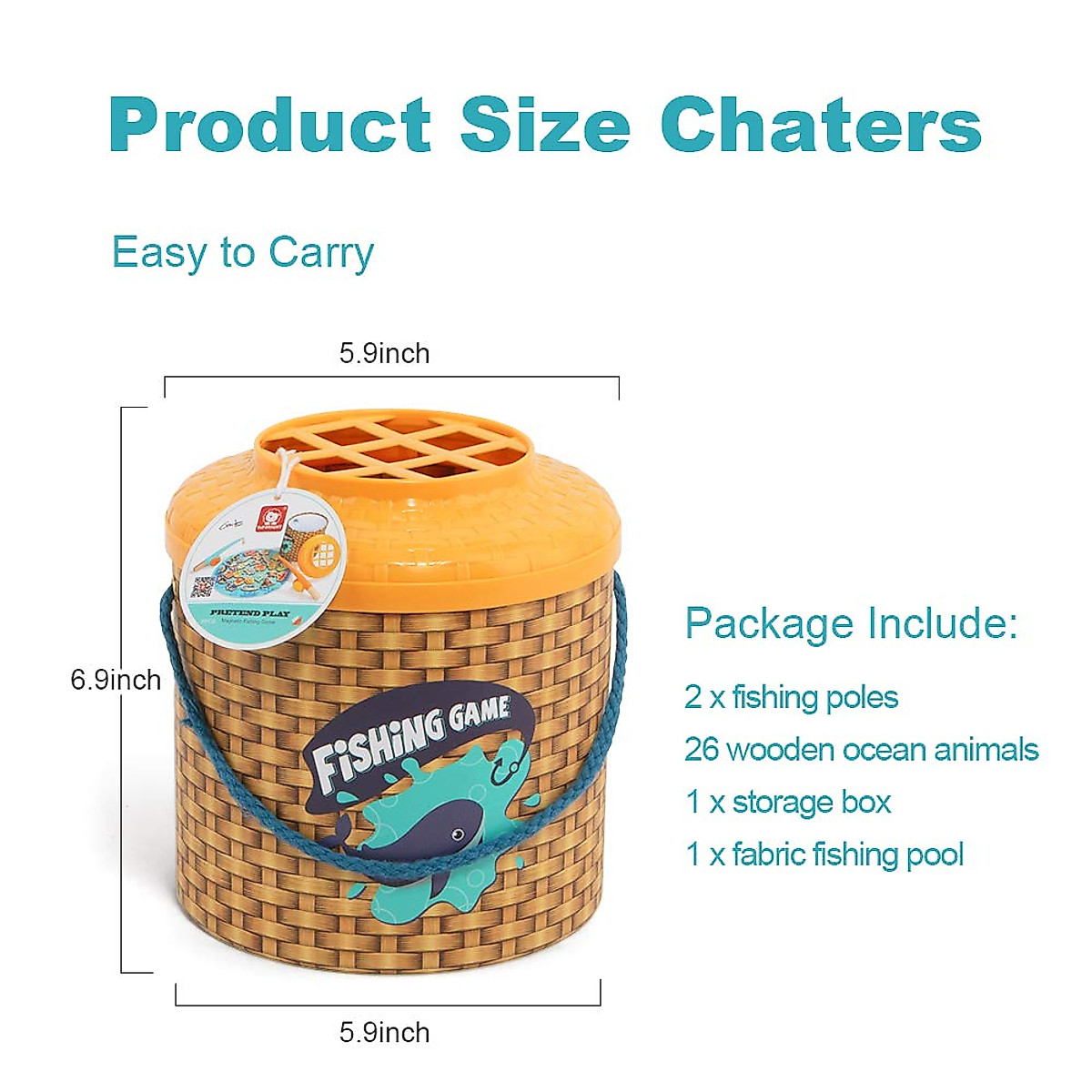 TOP BRIGHT Montessori Toddler Fishing Game - Kids Wooden Magnetic Fishing Toys Gifts for 3 Years Old Girls Boys, Fine Motor Skills for Toddler