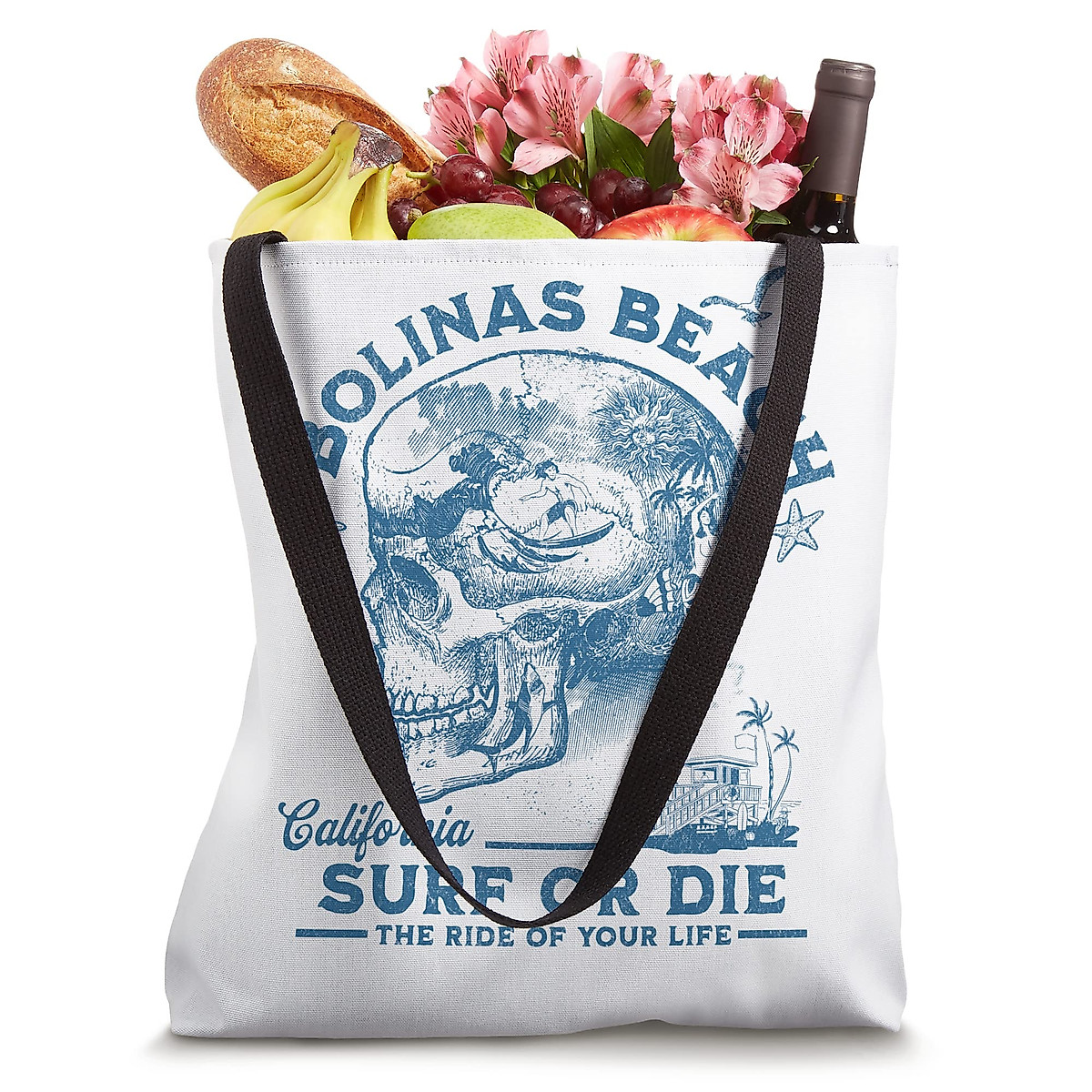 Bolinas Beach Surfing Girl Pacific Ocean Surf Board Men Boy Tote Bag
