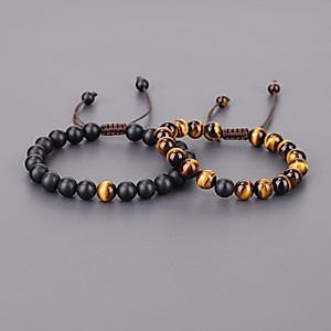 COAI You Complete Me Onyx Tiger Eye Stone Bracelets for Couples